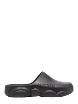 Moschino Logo Embossed Mules - Black