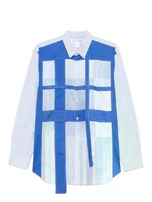 Comme Des Garçons Patchwork Striped Shirt - Blue