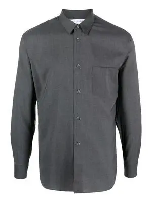 Comme Des Garçons Spread-collar Wool Shirt - Grey