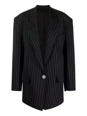 Attico Glen Pinstripe Single-breasted Blazer - Blue