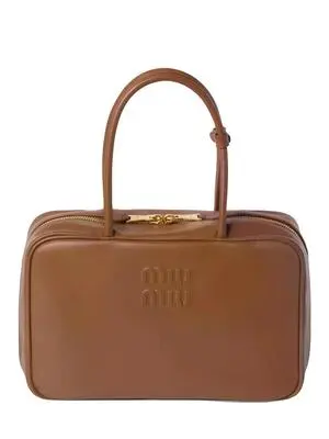 Miu Miu Beau Large Leather Tote Bag - Brown