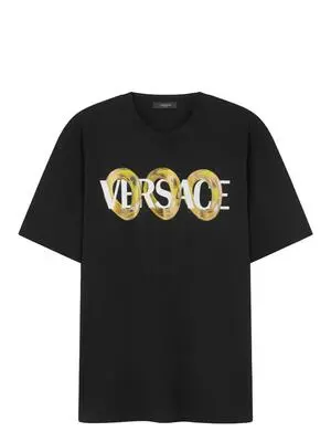 Versace Maxi Chain Logo-print T-shirt - Black