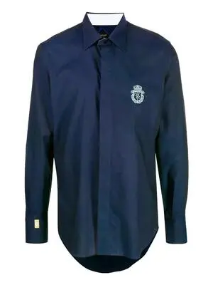 BILLIONAIRE Silver Cut Logo-print Shirt