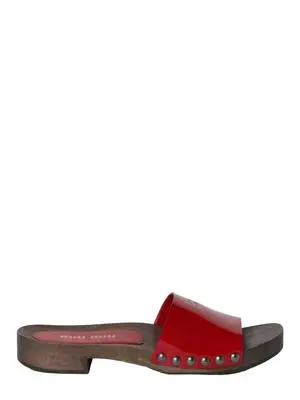 Miu Miu Leather Slides - Red