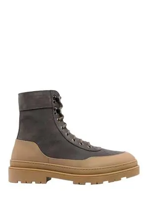 Brunello Cucinelli Lace-up Leather Boots - Grey