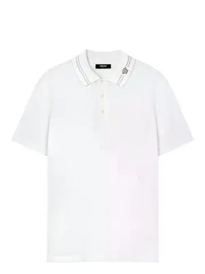 Versace Medusa-embroidered Cotton Polo Shirt - White