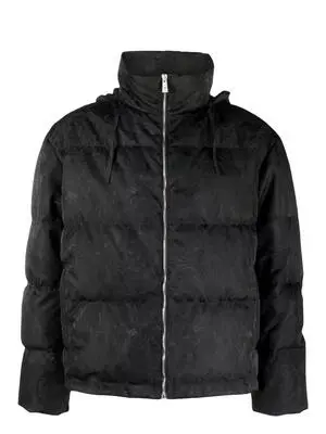 Versace Barocco Silhouette Jacquard Puffer Jacket - Black