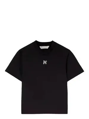 Palm Angels Pa Monogram Cotton T-shirt - Black