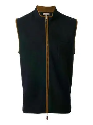N.peal Cashmere And Suede Zip Up Gilet - Blue