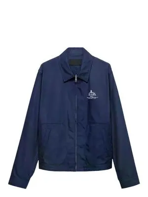 Prada Logo Zip-Up Jacket Blue