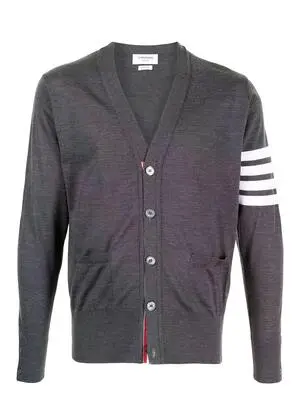 Thom Browne 4-bar V-neck Merino Cardigan - Grey