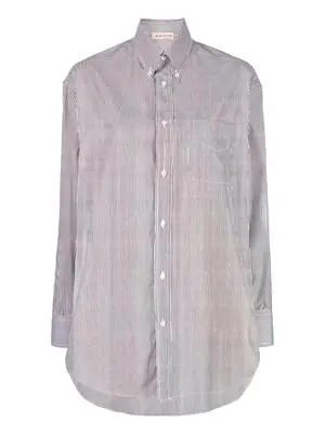 BLANCA VITA Striped Oversized Shirt - Brown