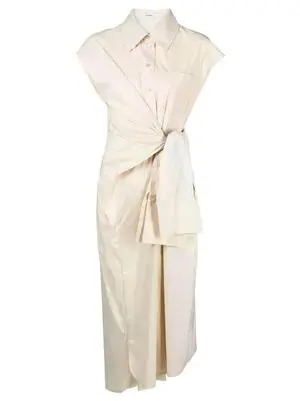 Goen.j Tied-waist Midi Dress - Neutrals