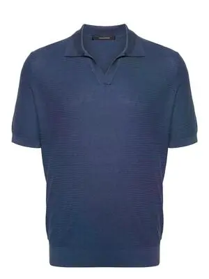 Tagliatore Paco Split-neck Polo Shirt - Blue