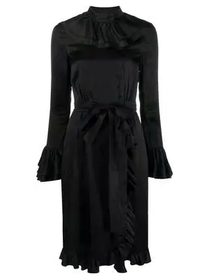 Moschino Wrap Dress With Ruffle Details - Black