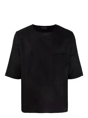 DELL'OGLIO Short-sleeve Linen T-shirt - Black