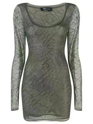 Blumarine Crystal-embellished Tulle Minidress - Neutrals