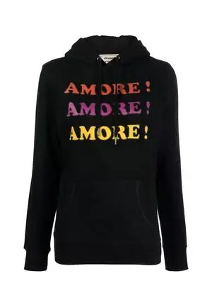 ALESSANDRO ENRIQUEZ Slogan-print Drawstring Hoodie - Black