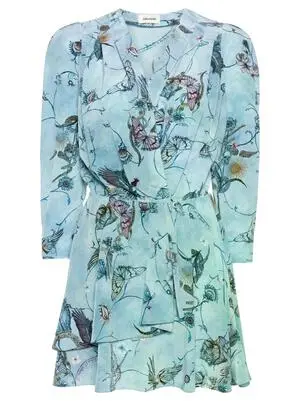 Zadig&Voltaire Rogers Silk Mini Dress - Blue