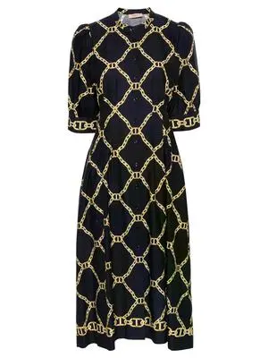 TWINSET Chain-link Print Midi Dress - Blue