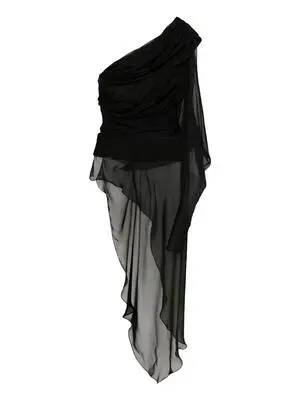 REV Seven Asymmetric One-shoulder Blouse - Black