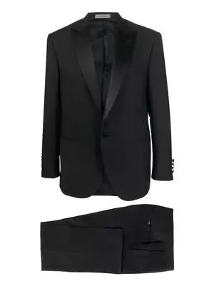 Corneliani Peak Lapel Single-breasted Virgin-wool Suit - Black