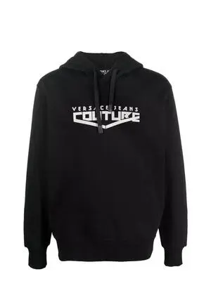 Versace Logo-print Pullover Hoodie - Black