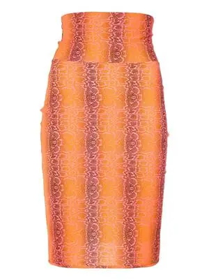 AMIR SLAMA Python Print Slim Fit Skirt - Yellow