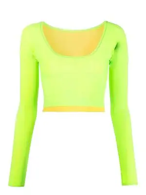 Sunnei Layered Long-sleeved Crop Top - Green