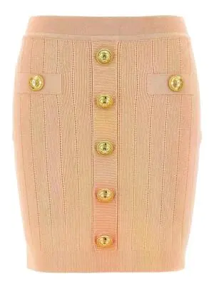 Balmain Buttoned Knitted Midi Skirt - Pink