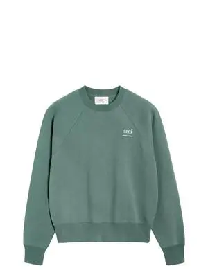 AMI Paris Organic Cotton Sweatshirt With De Coeur Monogram - Green