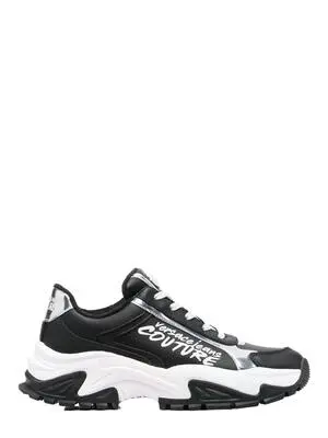 Versace Lo-top Logo Print Sneakers - Black