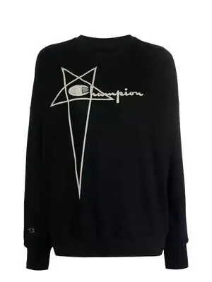 Rick Owens Logo-embroidered Cotton Sweatshirt - Black