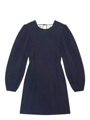GANNI Long-sleeved Open-back Minidress - Blue
