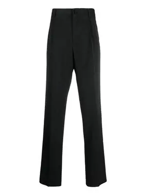 LANVIN Straight-leg Pleated Wool Trousers - Black