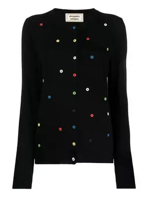 ALESSANDRO ENRIQUEZ Button-embellished Wool-blend Cardigan - Black