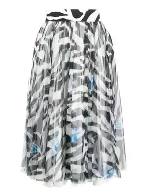 Off-White Zebra-print Pleated Midi Skirt - Black