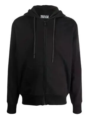 Versace Logo-tape Hooded Jacket - Black
