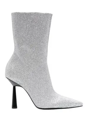 GIABORGHINI Rosie 100mm Glittered Ankle Boots - Silver