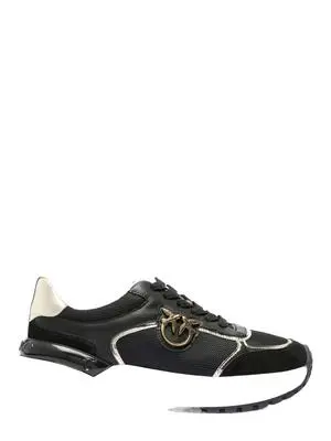Pinko Love Birds Leather Sneakers - Black