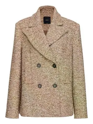 Pinko Double-breasted Chevron Knit Blazer - Neutrals