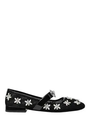 Versace Ribbon Crystal-embellished Ballerina Shoes - Black