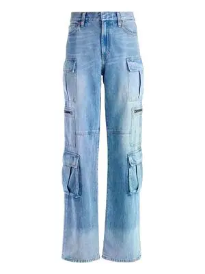 Alice + Olivia Cay Baggy Denim Cargo Trousers - Blue