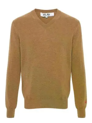 Play Comme Des Garcon Logo-appliqué Wool Jumper - Brown