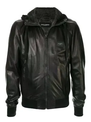 Dolce & Gabbana Logo-tag Leather Jacket - Black