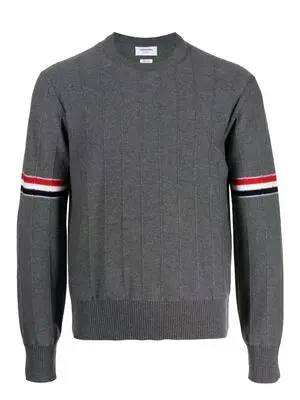 Thom Browne Rwb-stripe Long-sleeve Jumper - Grey