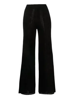 MARINE SERRE Crescent Moon Pattern Wide-leg Trousers - Black