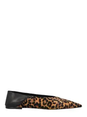Saint Laurent Leopard Print Leather Ballet Flats - Brown