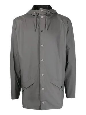 Rains Drawstring-hood Press-stud Parka Coat - Grey