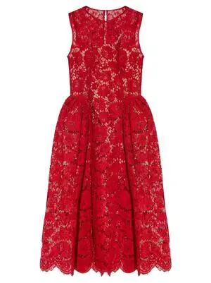 SELF-PORTRAIT Lace-overlay Dress - Red